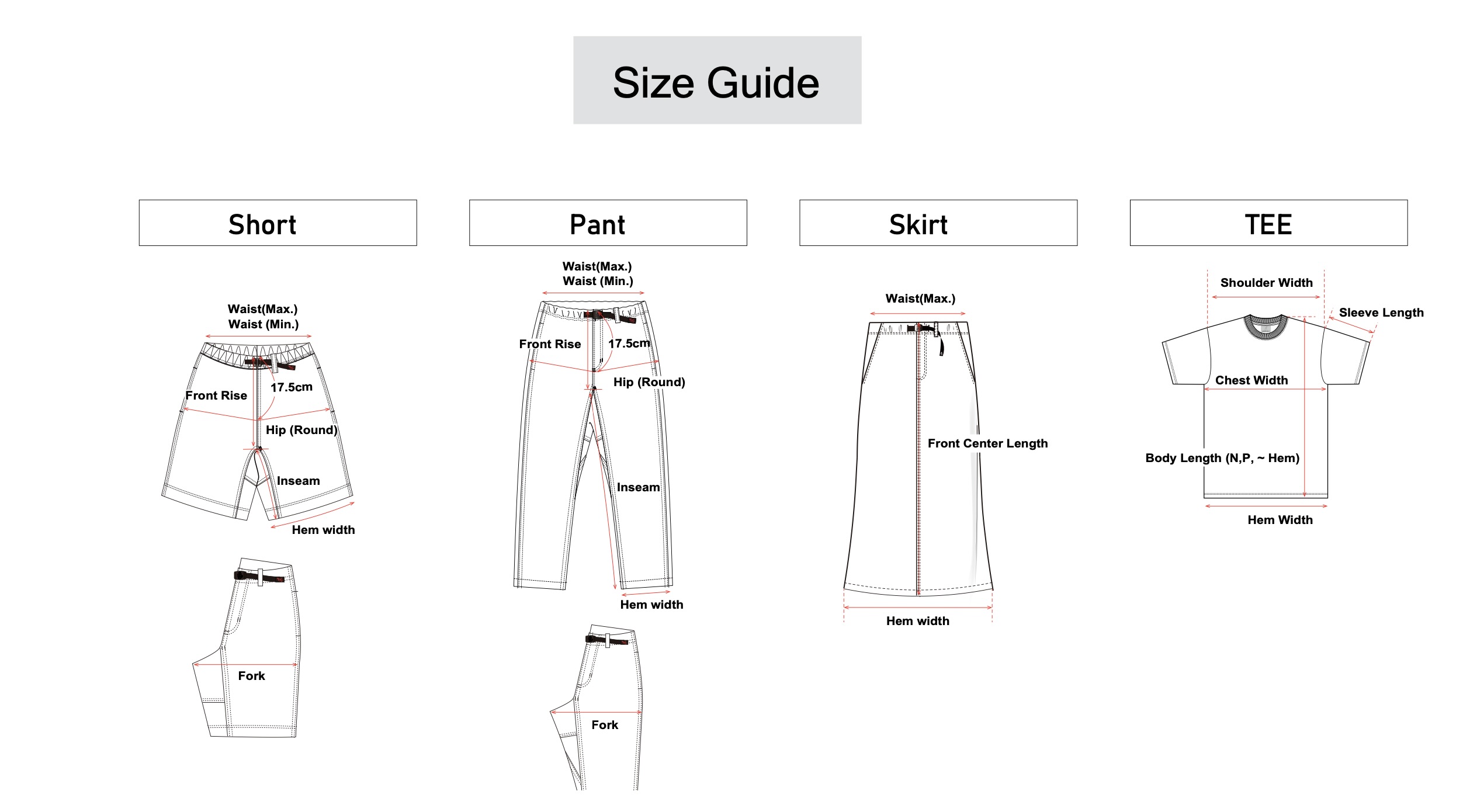 GRAMICCI | Official Global Online Store | Size Guides